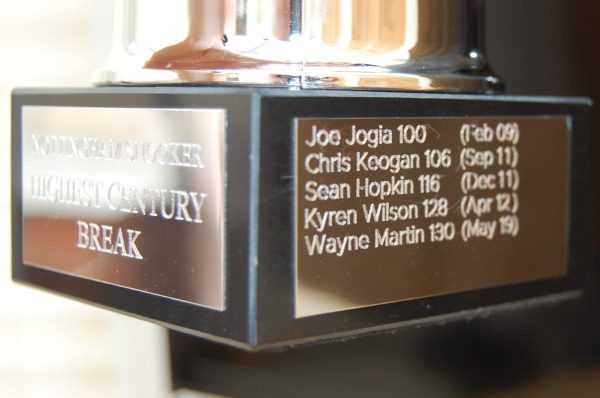 Wayne Martin presented with Highest Century Break Trophy in recognition ...